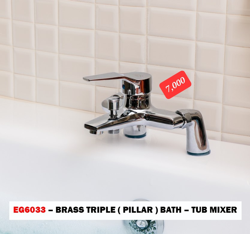 EG6033- Brass Tripple Pillar Bath Tub Mixer - Touch Interiors
