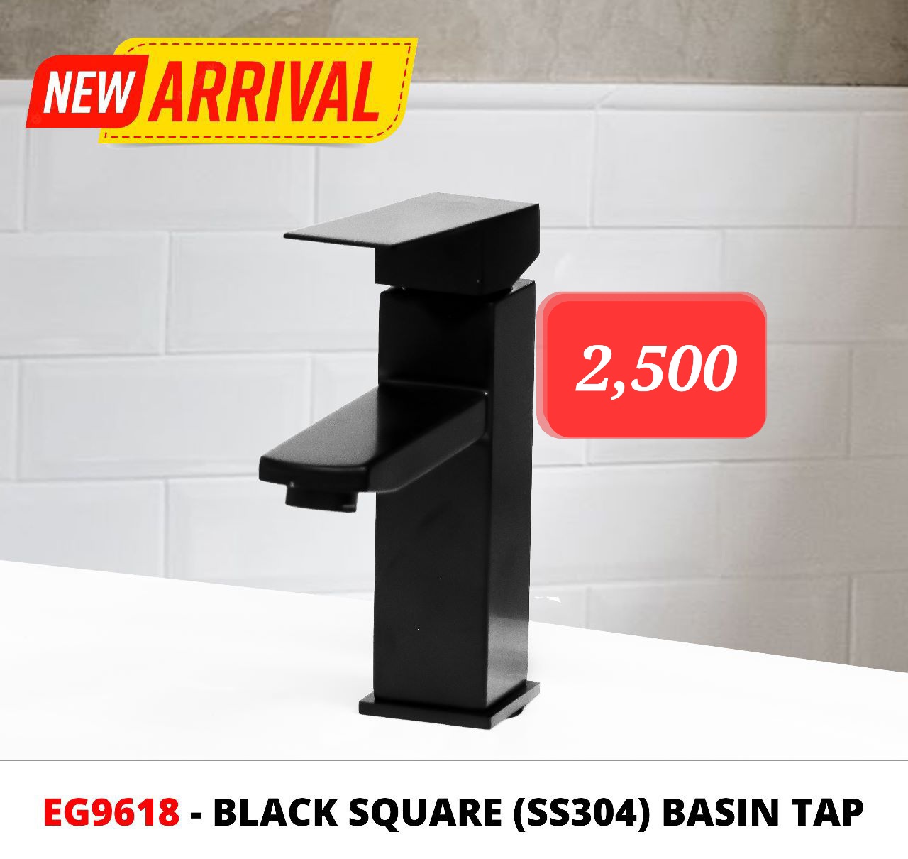 EG9618-Black Square Basin Tap – Touch Interiors